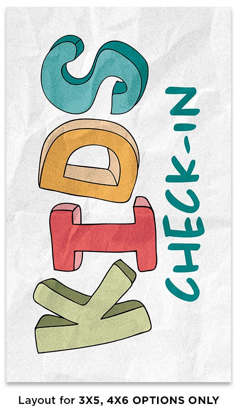 Kids Check-in - Indoor Banner - Wrinkled Paper - ChurchBanners.com