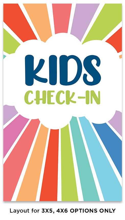 Kids Check-in - Indoor Banner - Rainbow Rays - ChurchBanners.com