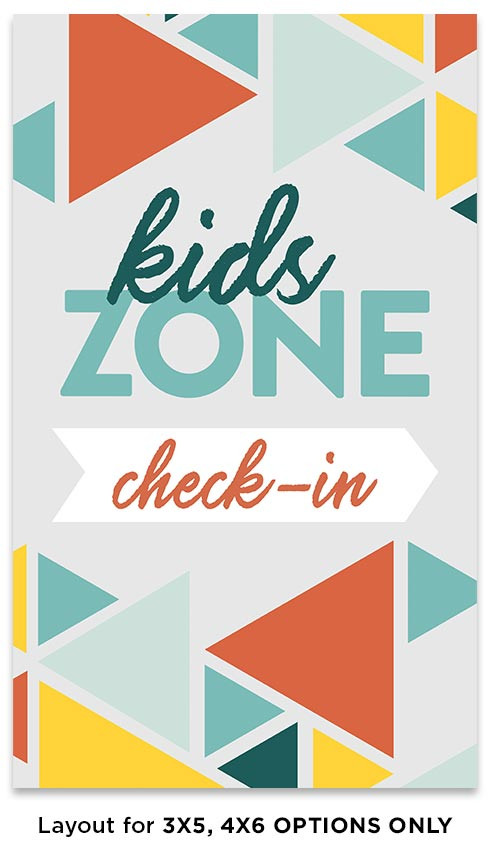 Kids Zone Check-in - Indoor Banner - Triangles - ChurchBanners.com