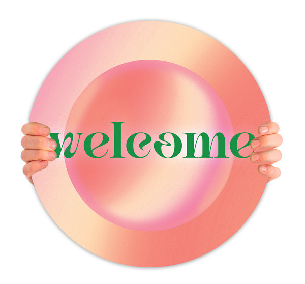 Welcome - Circle Handheld Sign - HHE115 - ChurchBanners.com