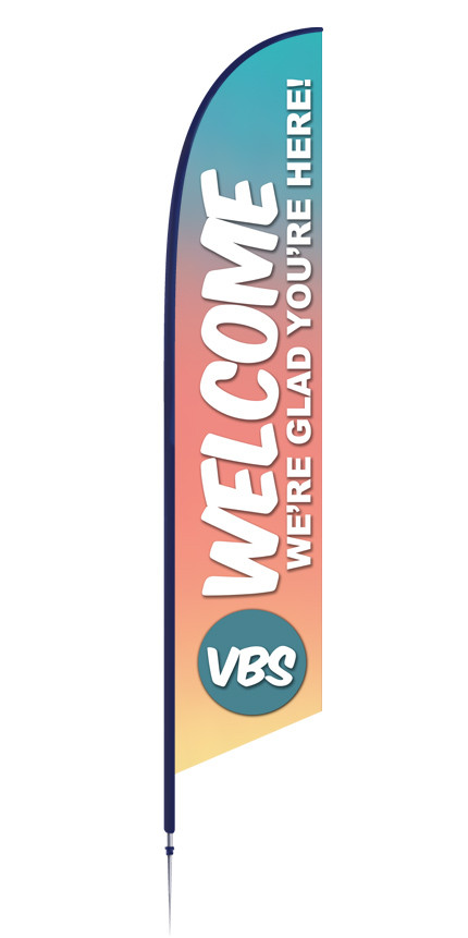 Welcome - Feather Banner - VBS Fun Sun - ChurchBanners.com