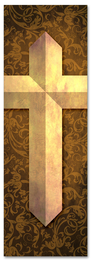 PAT060-1 Etched Cross - Gold - ChurchBanners.com