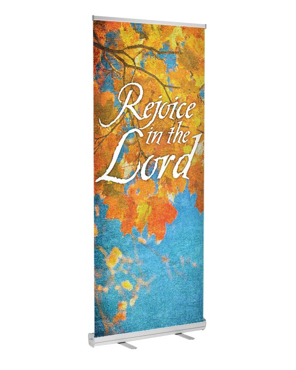 Rejoice - D2 Retractable - HB008 Blue - ChurchBanners.com