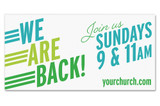 We're Back - Outdoor Vinyl Banner - Yellow Blue Angled Drop ...