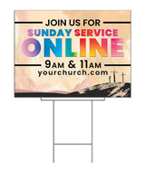 Brushed Sunday Services Online Yard Sign | Church Banners