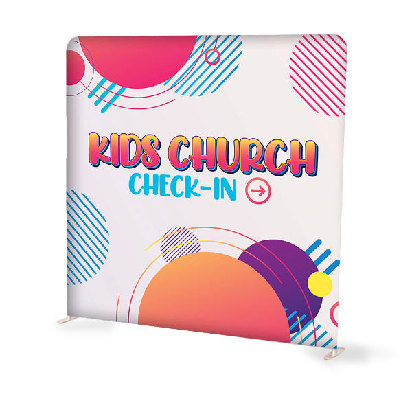 Tension Backdrop Display - Kids Cityscape Check-In