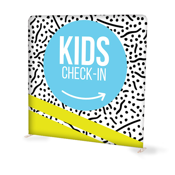 Tension Backdrop Display - Kids Cityscape Check-In