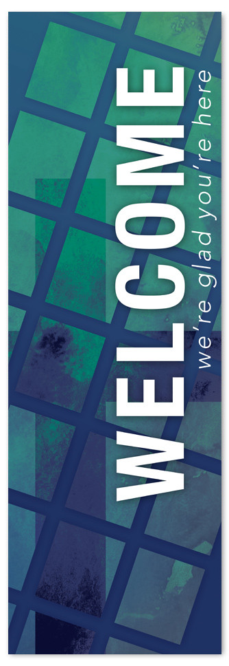 WC059 Welcome - Squares Green - ChurchBanners.com