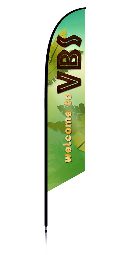 Welcome - Feather Banner - VBS Jungle Theme - ChurchBanners.com