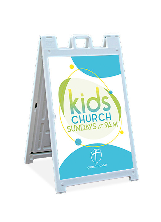 Kids Church - Sandwich Sign - Orbit - ChurchBanners.com