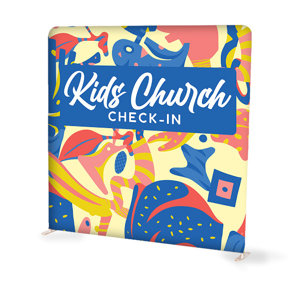 Tension Backdrop Display - Kids Cityscape Check-In