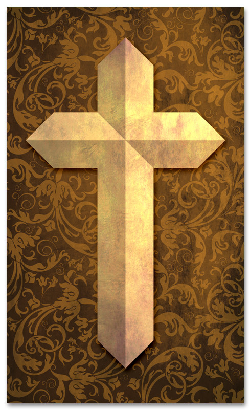 PAT060-2 Etched Cross - Gold - ChurchBanners.com