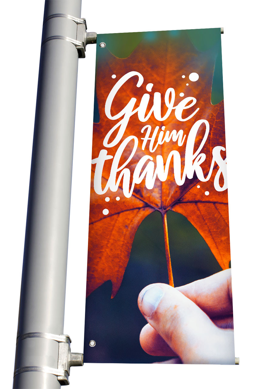 FHH001 - Orange Leaf Give Him Thanks - Mother's Day - Church Banners