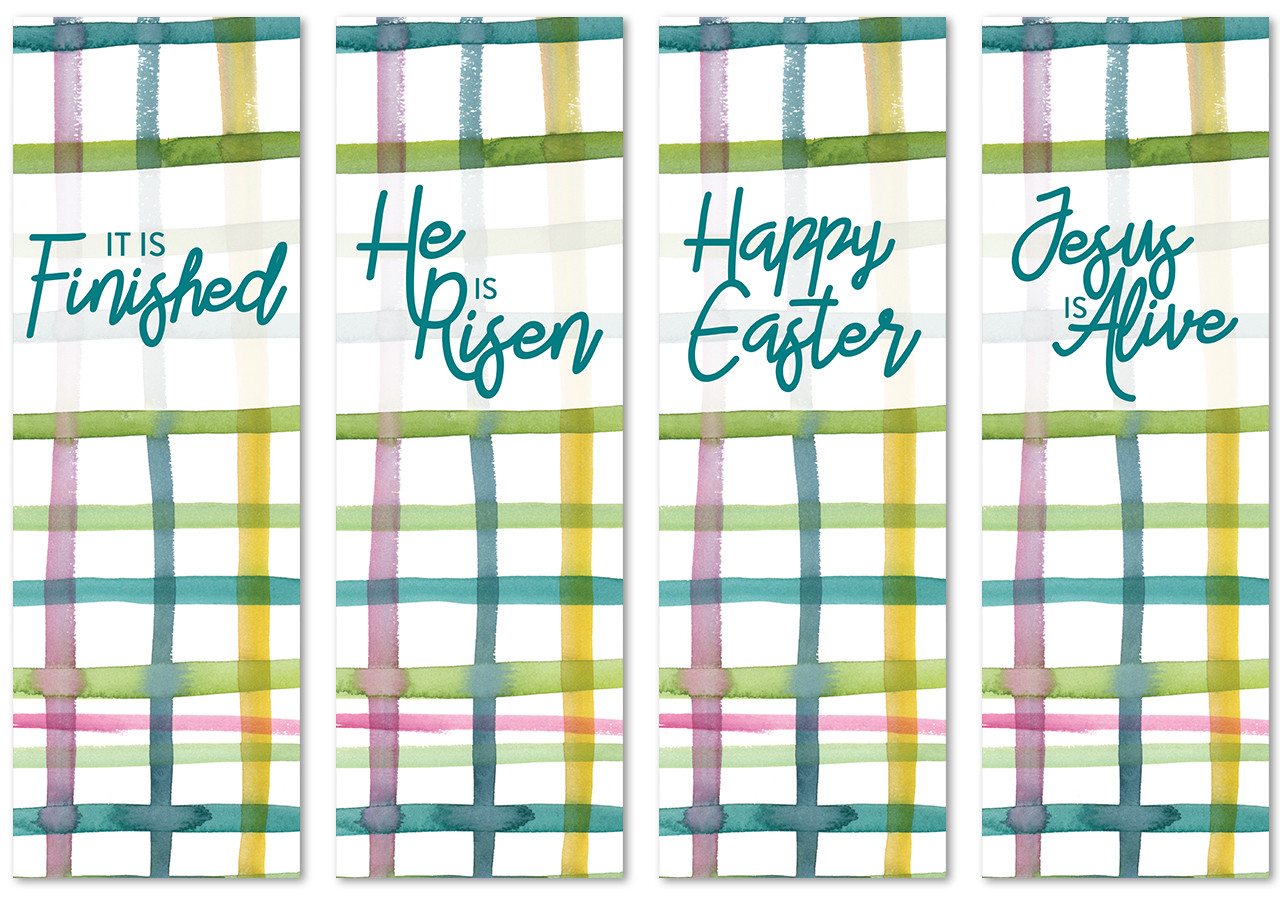 Easter Plaid - Set of 4 - E309 - ChurchBanners.com