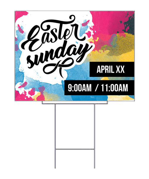 Brushed Sunday Services Online Yard Sign | Church Banners