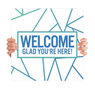 Welcome - Square Handheld - HHE091 - ChurchBanners.com