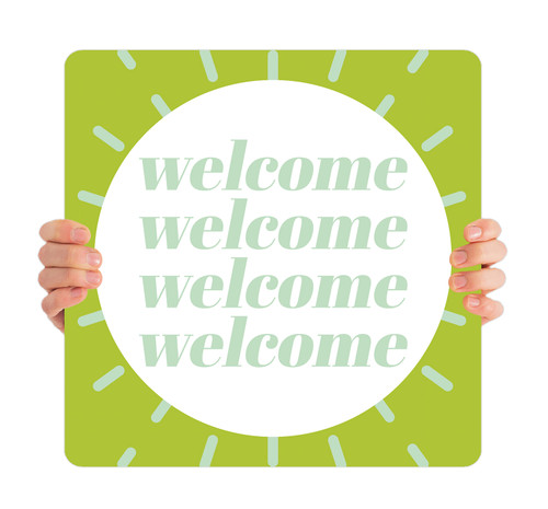 Welcome - Handheld Sign - HHR037 - ChurchBanners.com