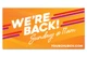 We're Back - Outdoor Vinyl Banner - Yellow Blue Angled Drop ...