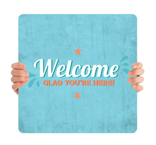 Welcome - Square Handheld - HHK010 - ChurchBanners.com