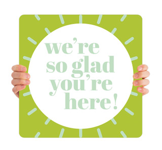 We're So Glad You're Here - Handheld Sign - HHR039 - ChurchBanners.com