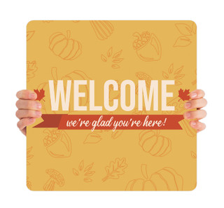 Welcome - Square Handheld - FHH030 - ChurchBanners.com