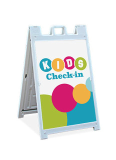 Kids Checkin - Sandwich Sign - Bouncy Dots - ChurchBanners.com