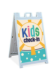 Kids Checkin - Sandwich Sign - Sunshine Bubbles - ChurchBanners.com