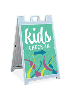 Kids Checkin - Sandwich Sign - Undersea - ChurchBanners.com