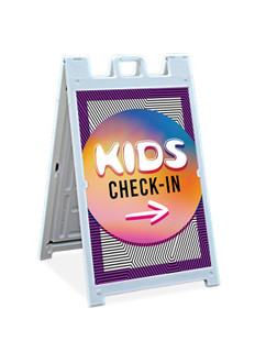 Kids Checkin - Sandwich Sign - Illusion - ChurchBanners.com