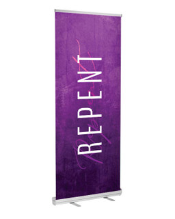 Repent - D2 Retractable - L230 - ChurchBanners.com
