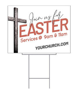 Join Us - Yard Sign - Easter BW Cross - ChurchBanners.com