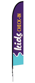 Check-in - Feather Banner - Kids Purple Blue Cutout - ChurchBanners.com