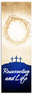 E144 Resurrection and Life - Easter Banner - ChurchBanners.com