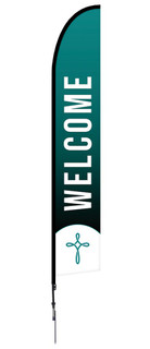 Welcome - Feather Flag - Teal Black Gradient - ChurchBanners.com