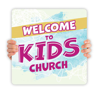 Welcome to Kids Church - Handheld Sign - HHK047 - ChurchBanners.com