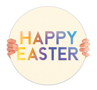Happy Easter - Circle Handheld Sign - HHE157 - ChurchBanners.com