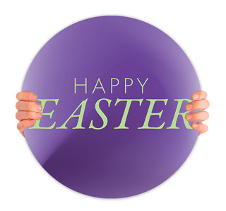Happy Easter - Circle Handheld Sign - HHE169 - ChurchBanners.com