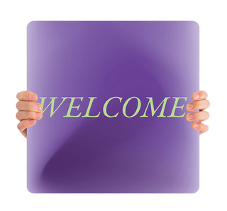 Welcome - Handheld Sign - HHE171 - ChurchBanners.com
