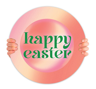 Happy Easter - Circle Handheld Sign - HHE114 - ChurchBanners.com