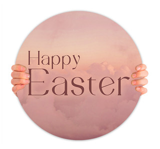 Happy Easter - Circle Handheld Sign - HHE119 - ChurchBanners.com