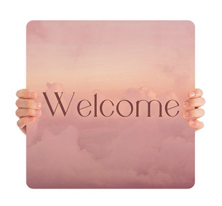 Welcome - Handheld Sign - HHE121 - ChurchBanners.com