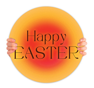 Happy Easter - Circle Handheld Sign - HHE126 - ChurchBanners.com