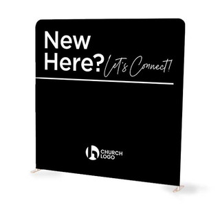 New Here - Tension Backdrop Display - Straight - Connect Black & White ...