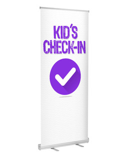 Check In - D2 Retractable - Kids Check Purple - ChurchBanners.com