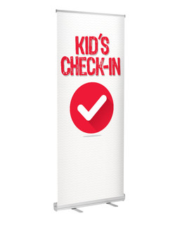 Check In - D2 Retractable - Kids Check Red - ChurchBanners.com