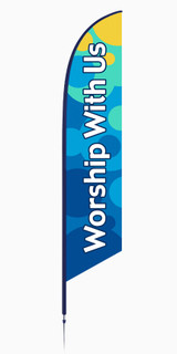 Worship - Feather Flag - Bubbles Blue B88 - ChurchBanners.com