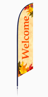 Welcome - Feather Banner - Fall Series 9 Leaves - ChurchBanners.com