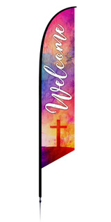 Welcome - Feather Flag - Easter Watercolor - ChurchBanners.com