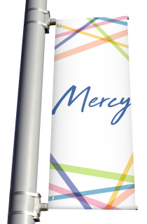 Mercy - Light Pole Banner - Criss Cross Lines - ChurchBanners.com