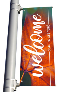Welcome - Fall Light Pole Banner - Fall Series 31 Teal - ChurchBanners.com